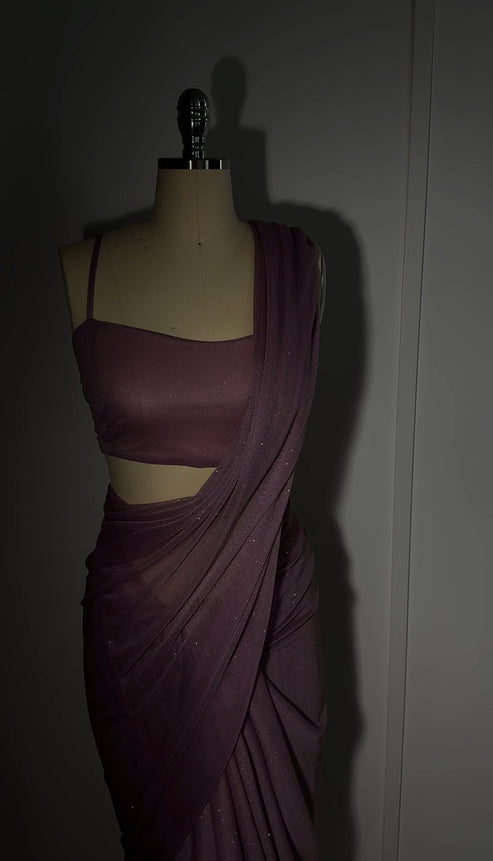 Lilac Spaghetti Strap Top Saree